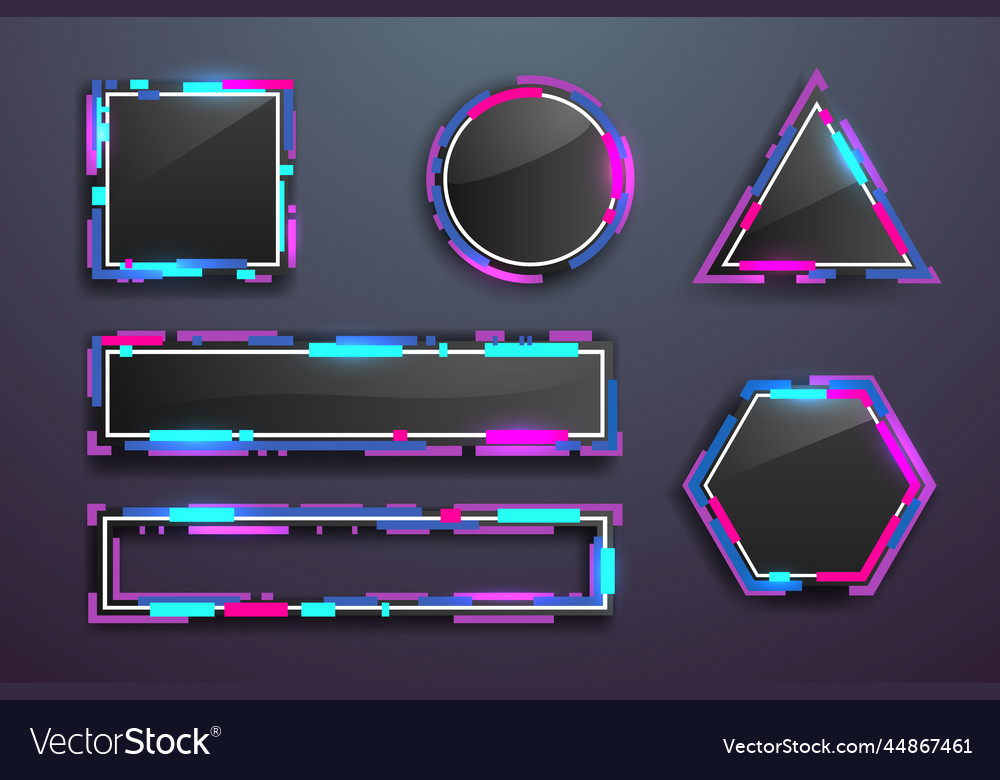 Simple neon color frames with shadow Royalty Free Vector