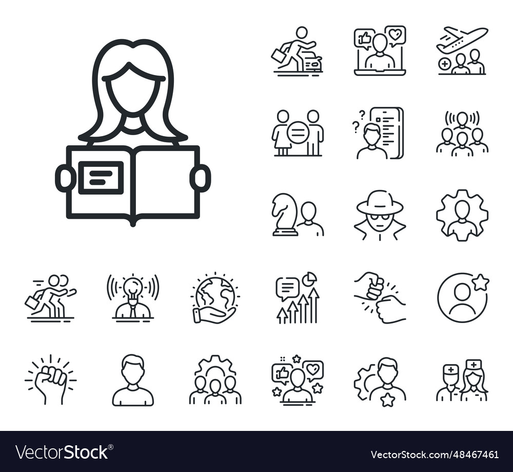 Woman read a book line icon education symbol Vector Image