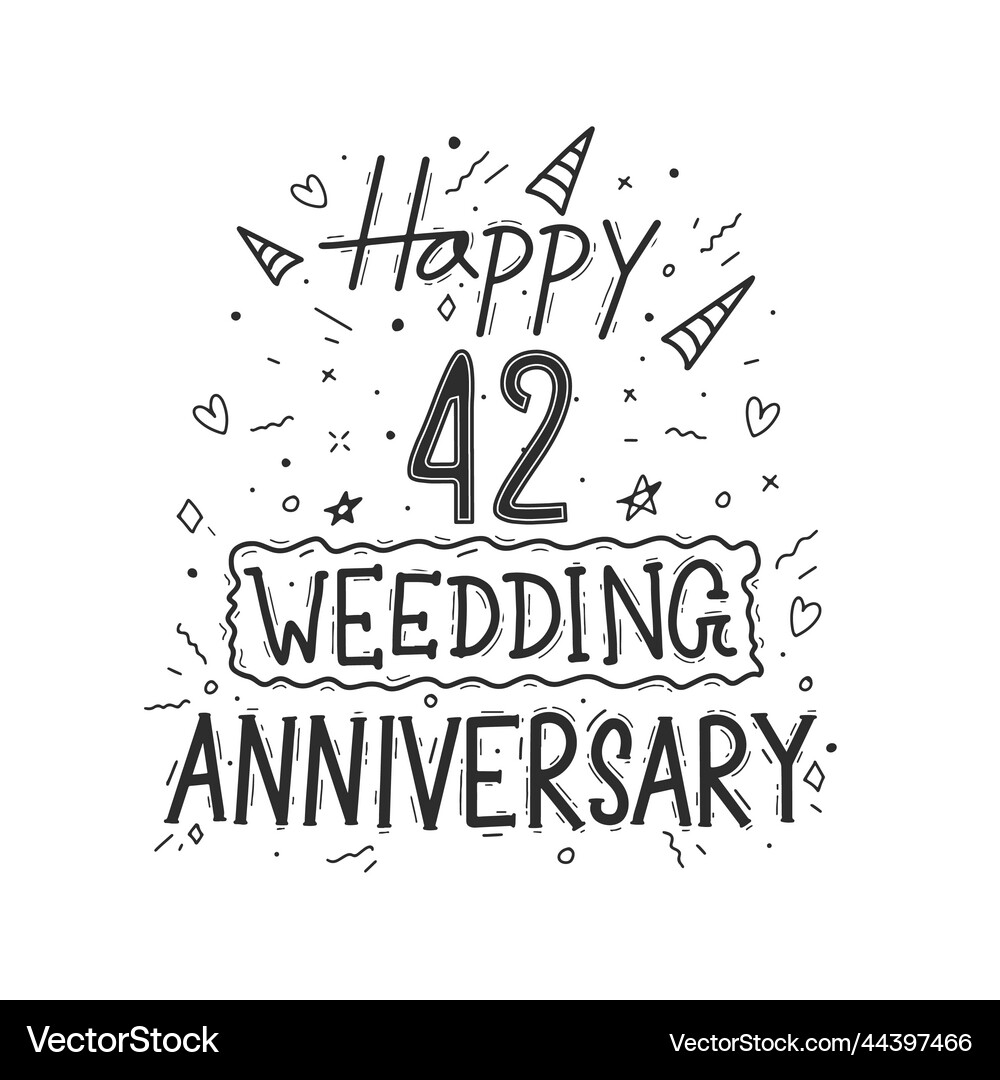 42 years anniversary celebration hand drawing Vector Image