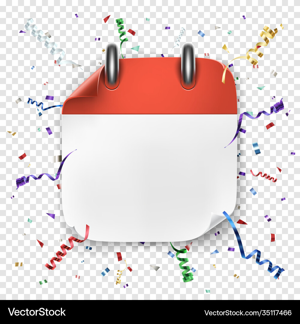 Blank realistic calendar icon on festive Vector Image