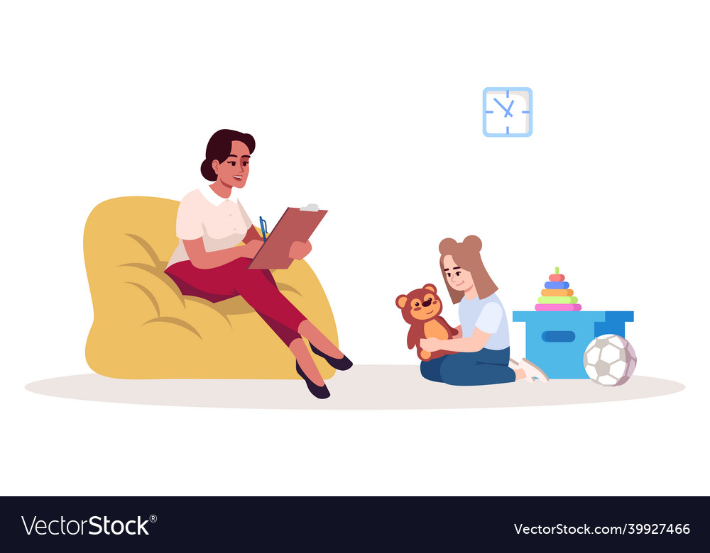 Child therapy session semi flat rgb color female Vector Image Child therapy session semi flat rgb color female Vector Image