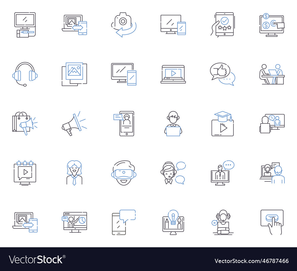Digital media line icons collection content Vector Image Digital media line icons collection content Vector Image