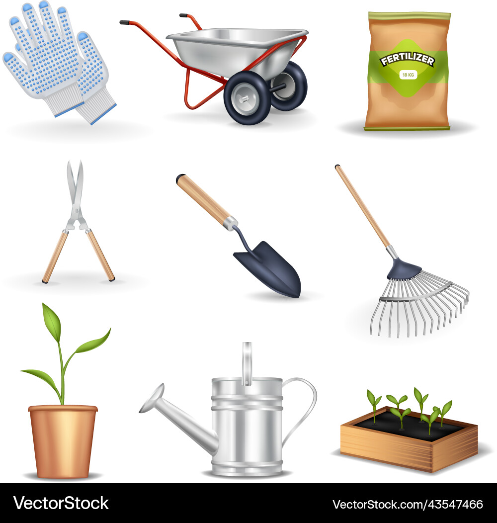 Gardening decorative icons set Royalty Free Vector Image