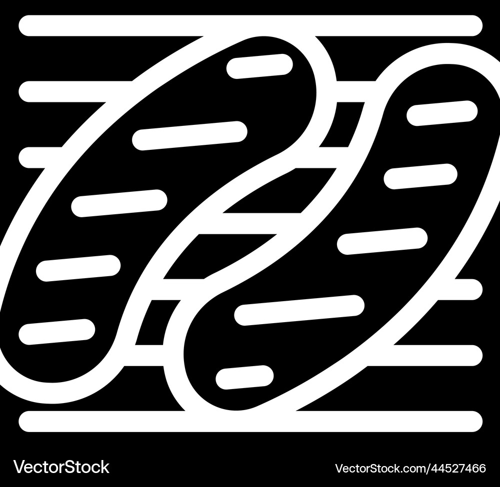 Grilled sausage meat glyph icon Royalty Free Vector Image