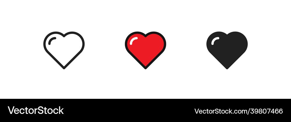 Heart shape simple isolated icon set love concept Vector Image