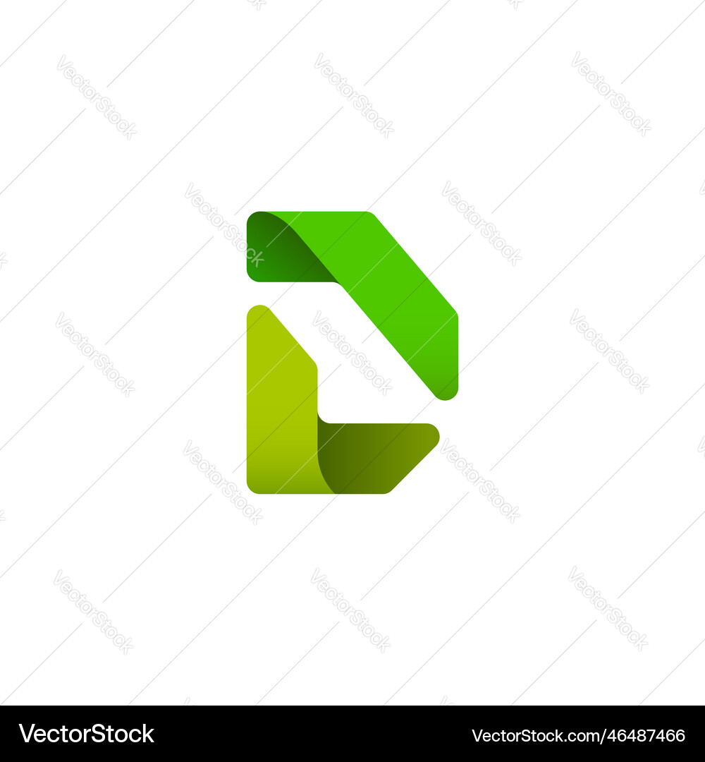Paper alphabet origami font multi-colored letter d