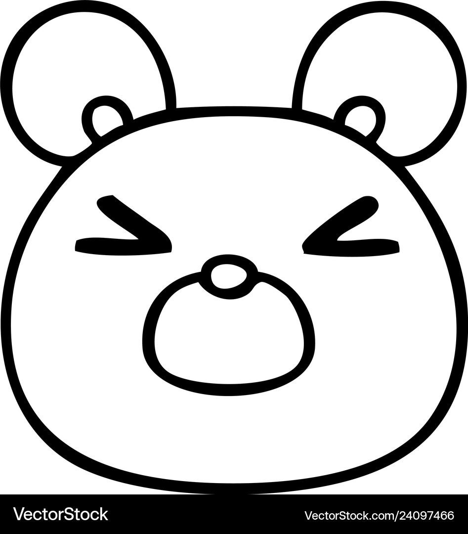 Quirky line drawing cartoon mouse face Royalty Free Vector
