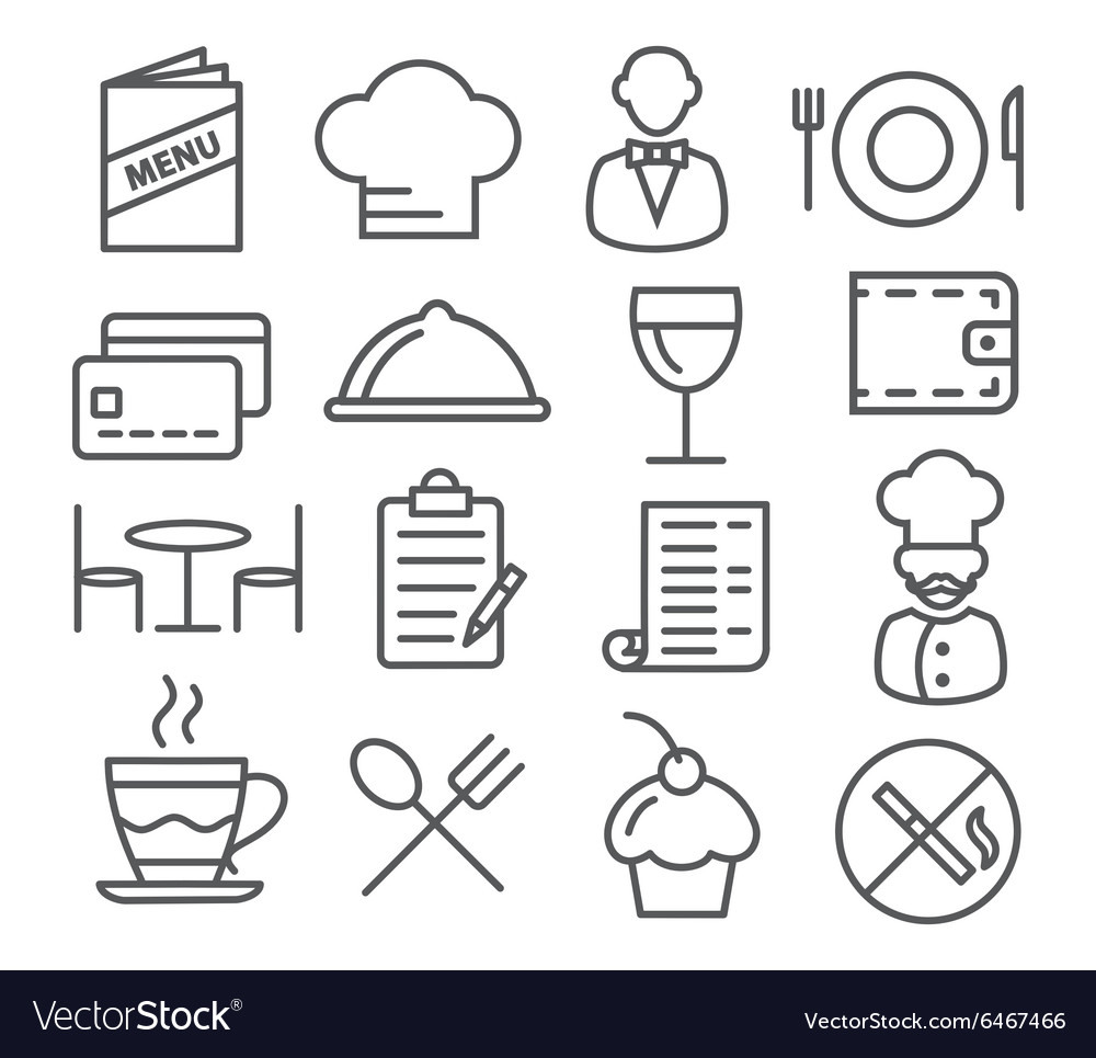 Restaurant line icons Royalty Free Vector Image