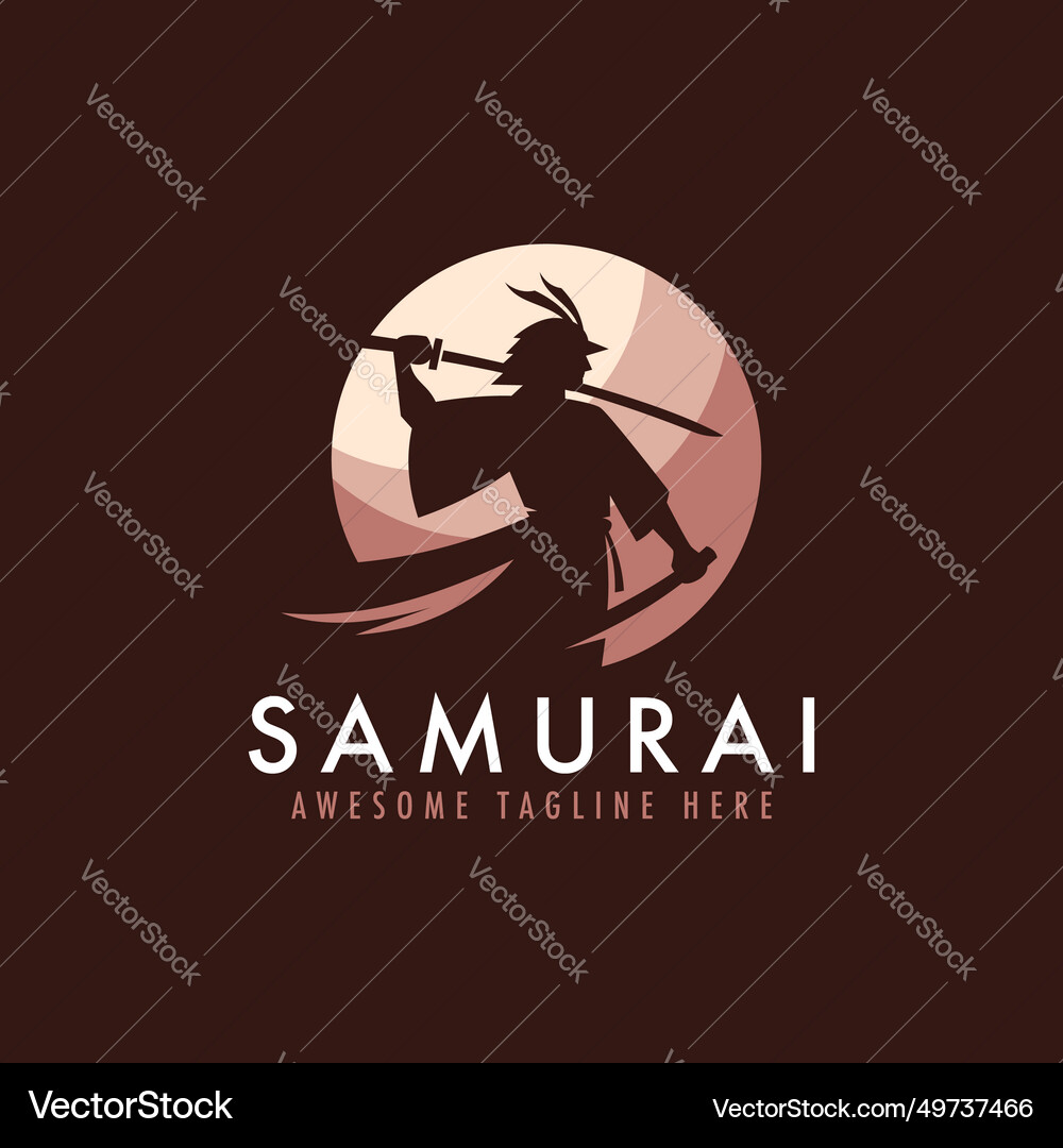 Samurai logo japanese warrior mascot emblem for Vector Image