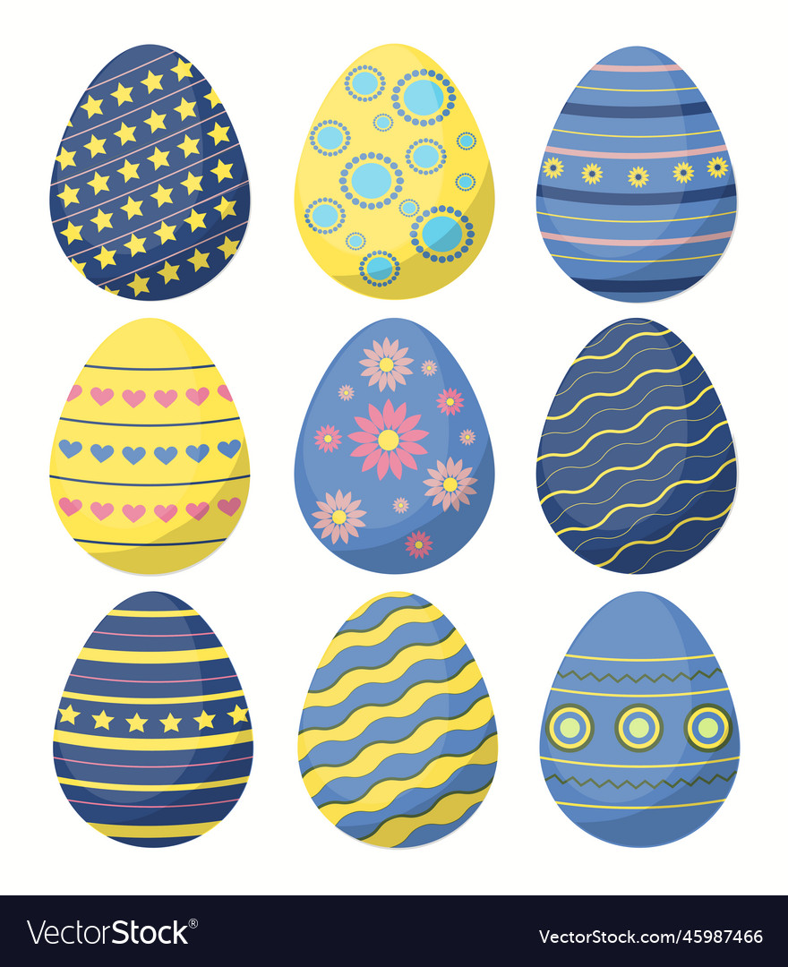 Set of color easter eggs easter eggs Royalty Free Vector