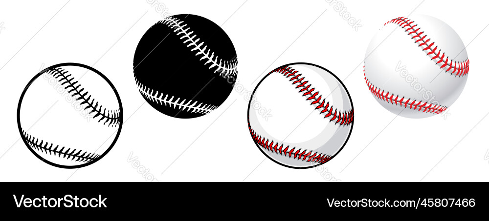 Simple classic baseball set of 4 Royalty Free Vector Image