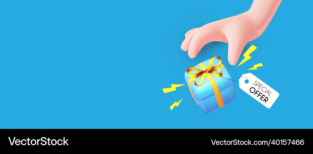 Take your gift hand reaching for the gift box Vector Image