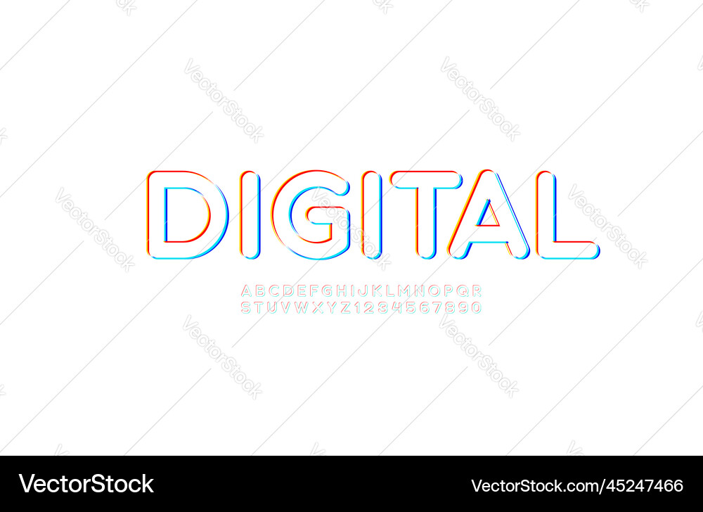 Trendy digital font alphabet Royalty Free Vector Image