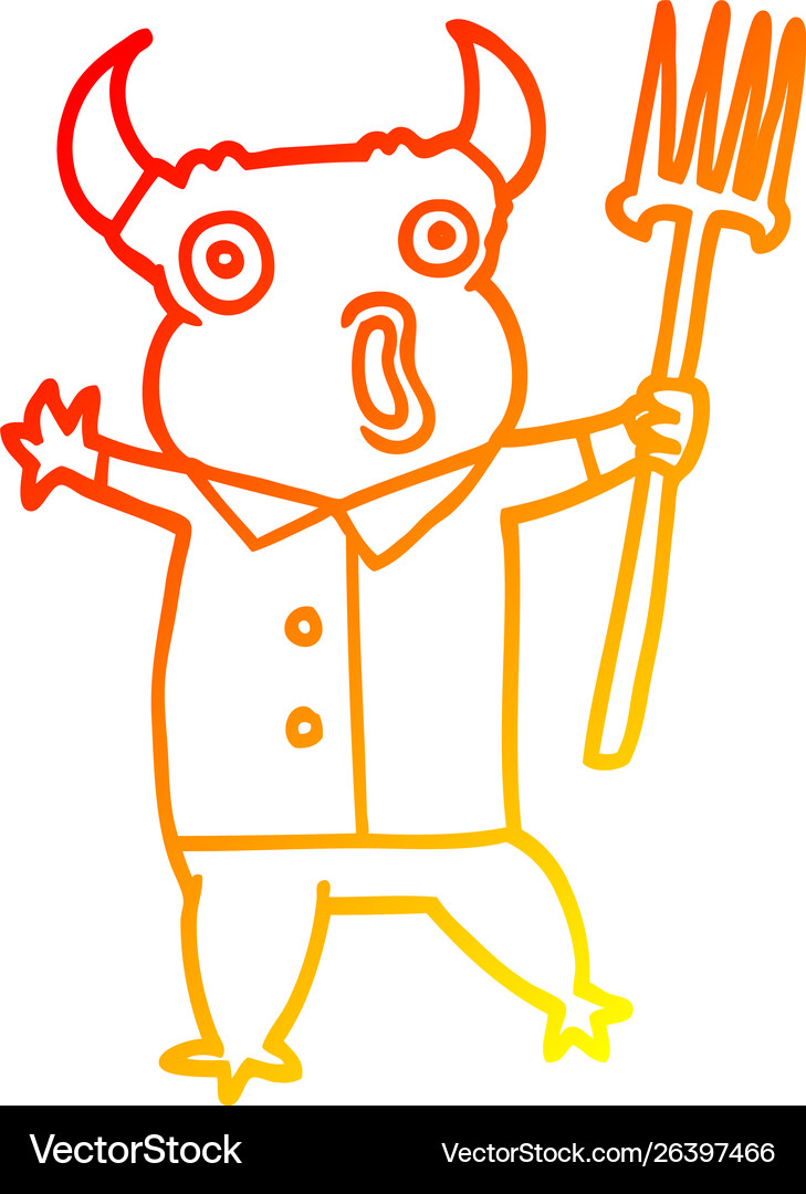 Warm gradient line drawing cartoon demon monster Vector Image