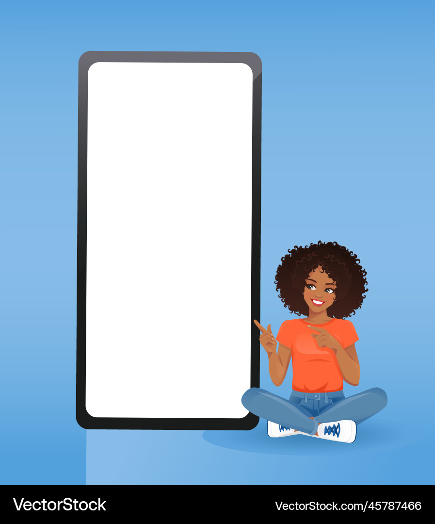 Woman with phone sitting Royalty Free Vector Image