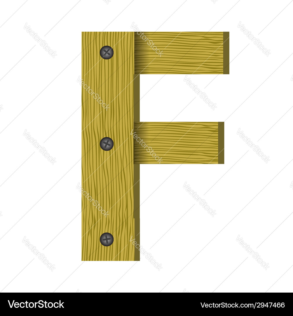 Wood letter f Royalty Free Vector Image - VectorStock