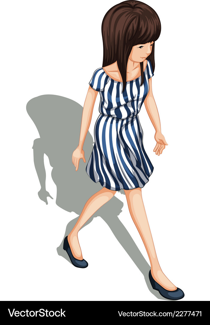 A topview of young lady walking Royalty Free Vector Image