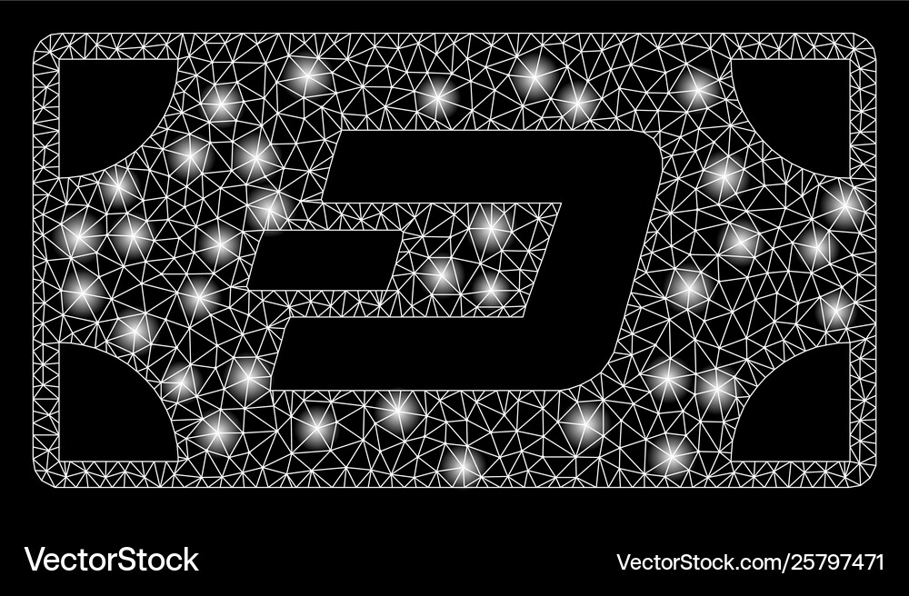 Bright mesh 2d dash banknote with light spots Vector Image