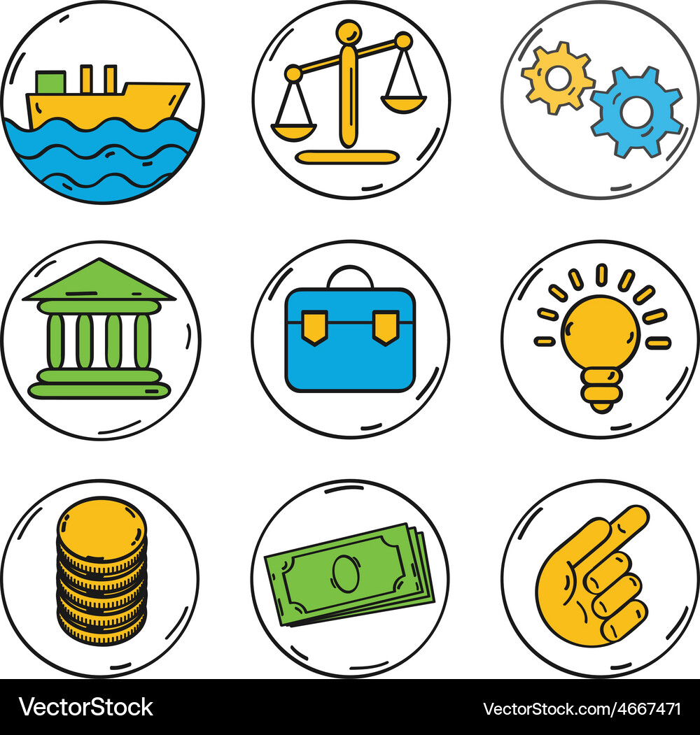 Business colorful icons set for web Royalty Free Vector