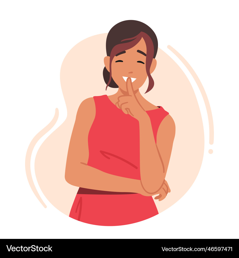 Female character displaying gesture of silence Vector Image