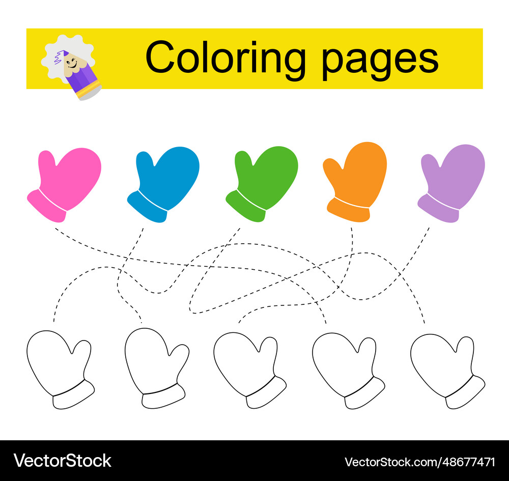 Go through the maze and color a mitten Royalty Free Vector