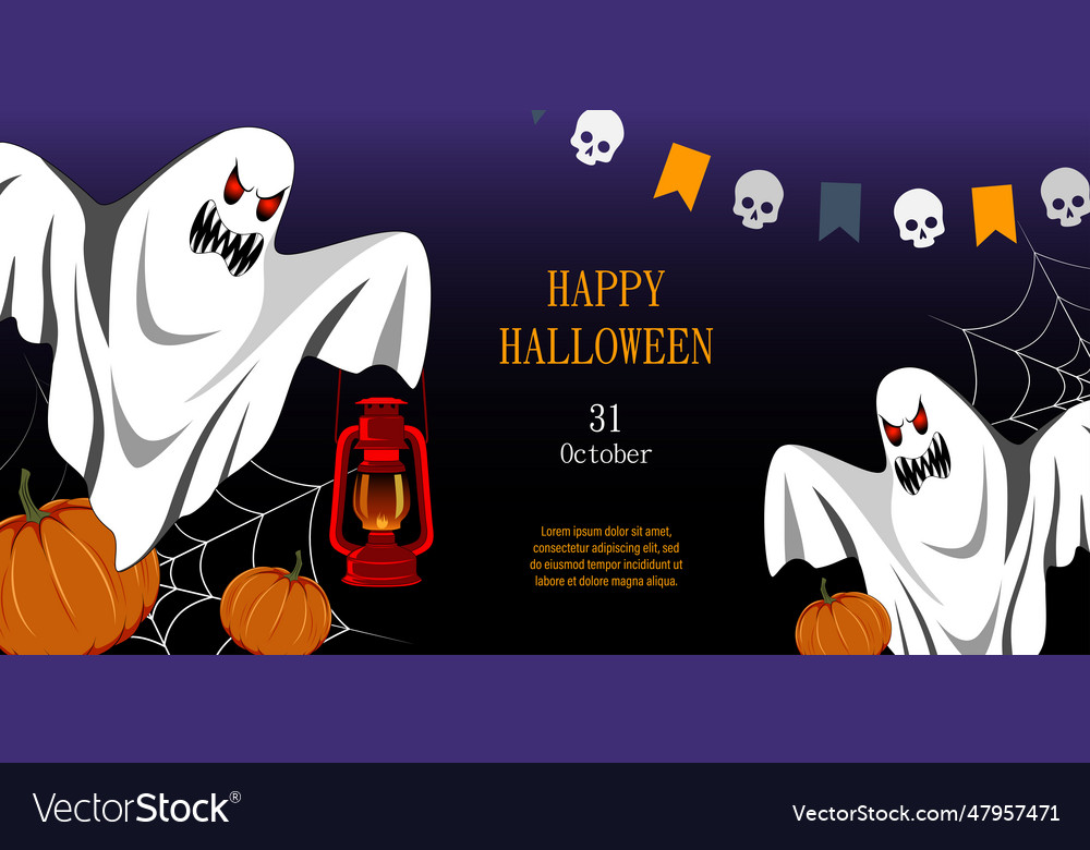 Halloween banner with scary ghosts happy Vector Image