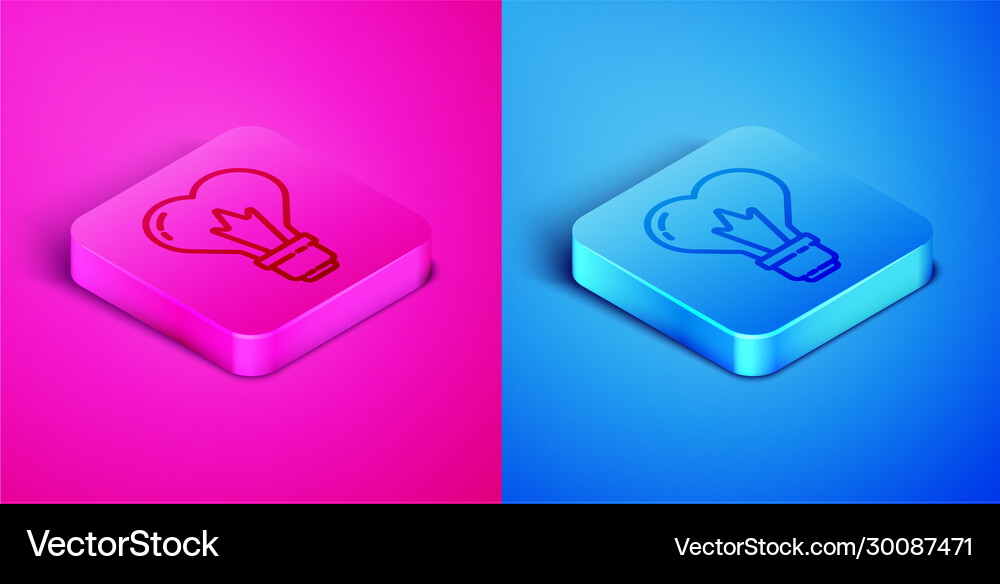 Isometric line heart shape in a light bulb icon Vector Image