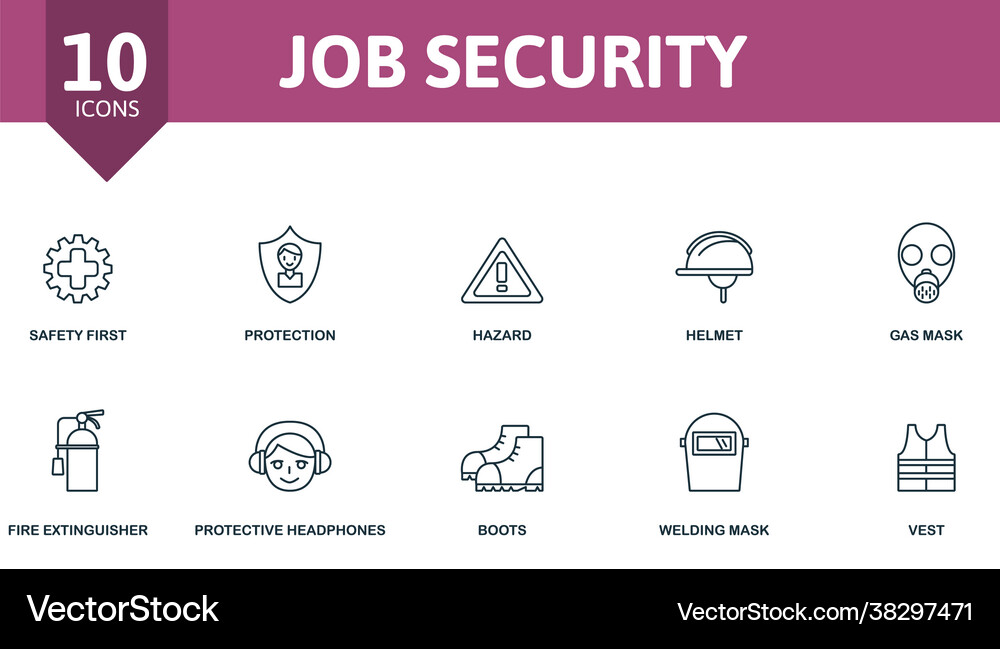 Job security icon set contains editable icons Vector Image