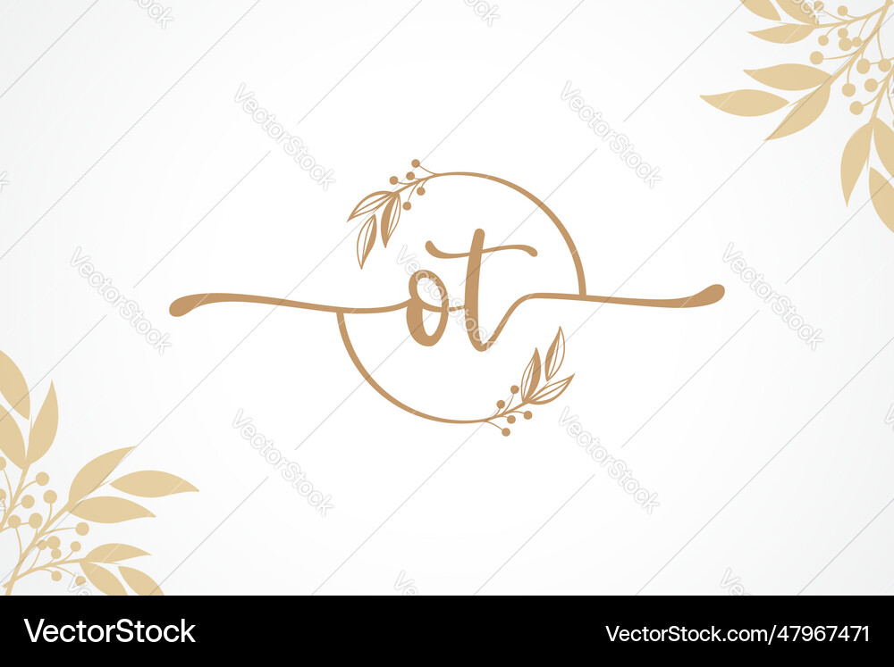 Luxury gold signature initial ot logo design Vector Image