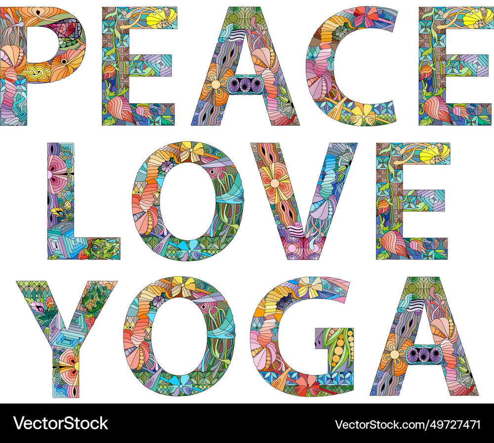 Peace love yoga entangle object Royalty Free Vector Image