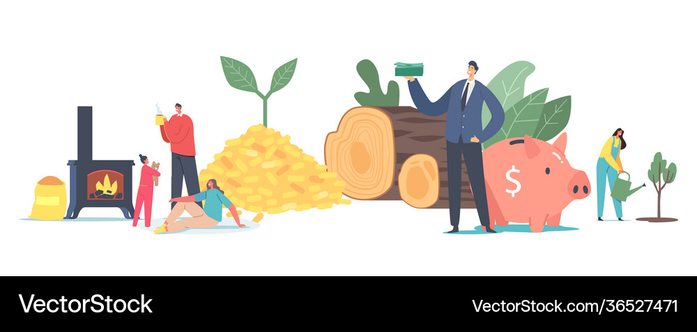 People use bio coal concept family characters Vector Image