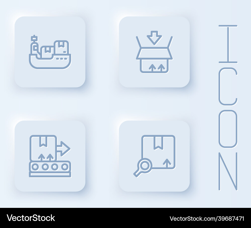Set line cargo ship with boxes delivery carton Vector Image
