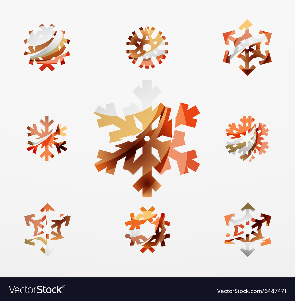 Set of abstract colorful snowflake logo icons Vector Image