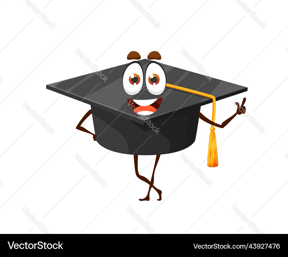 Cartoon cute student cap character with tassel Vector Image