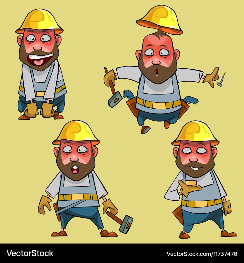 Cartoon surprised worker in the helmet Royalty Free Vector