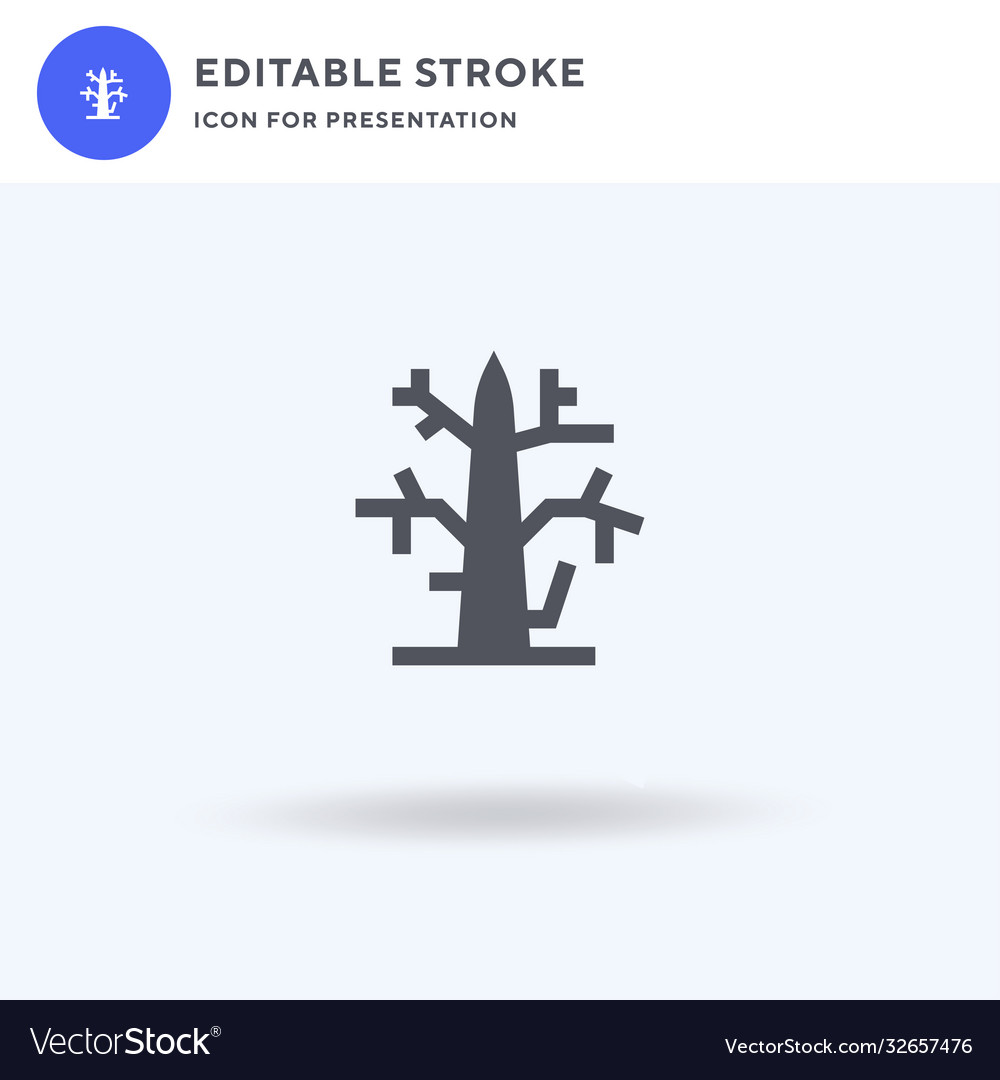Dry tree icon filled flat sign solid Royalty Free Vector