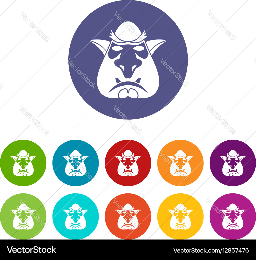 Head of troll set icons Royalty Free Vector Image