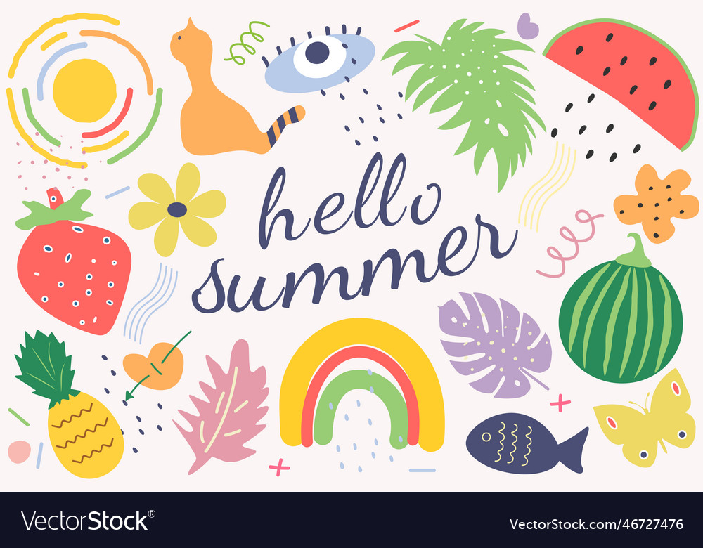 Hello summer elements Royalty Free Vector Image
