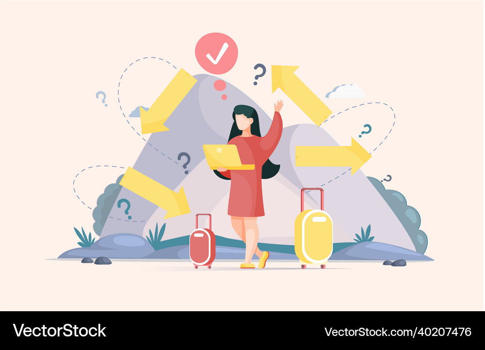 Making confusion choice of path woman thought Vector Image