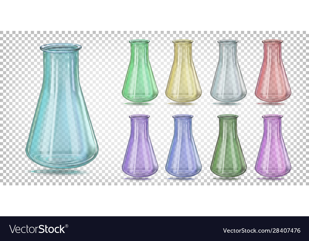 Multi-colored glass laboratory erlenmeyer flask Vector Image