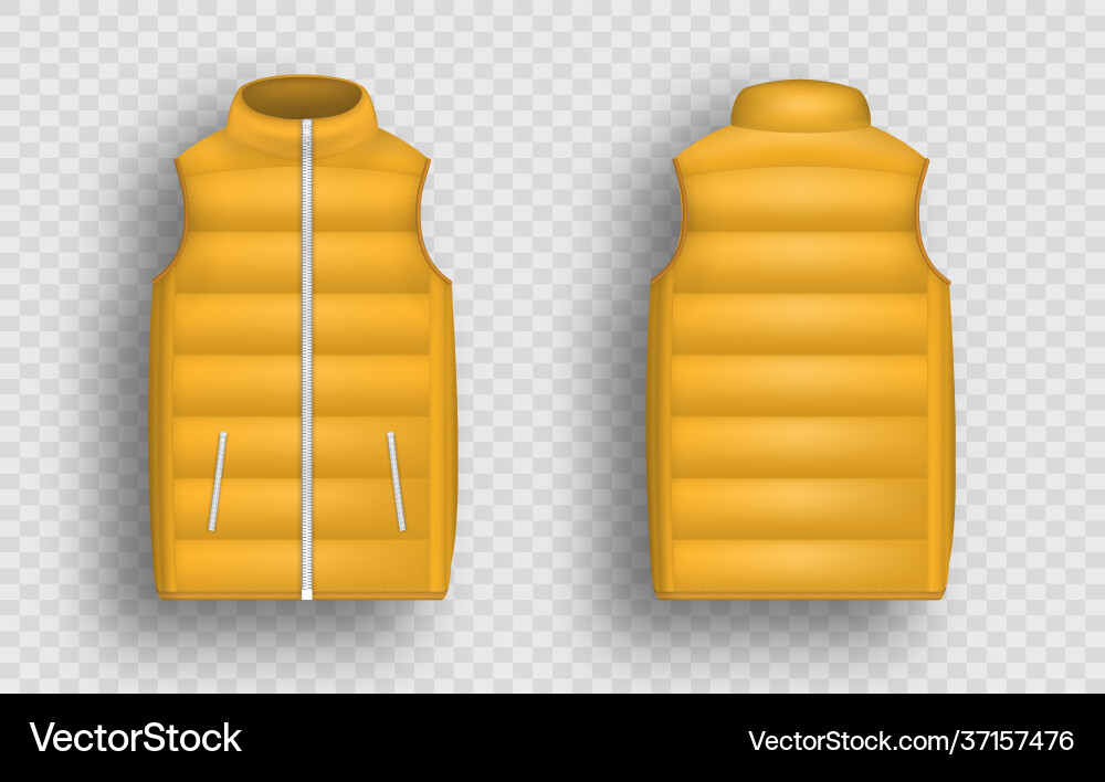 Orange winter puffer vest sleeveless jacket Vector Image