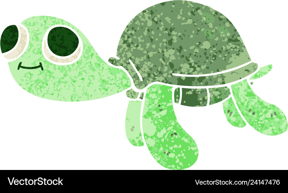 Quirky retro style cartoon turtle Royalty Free Vector Image