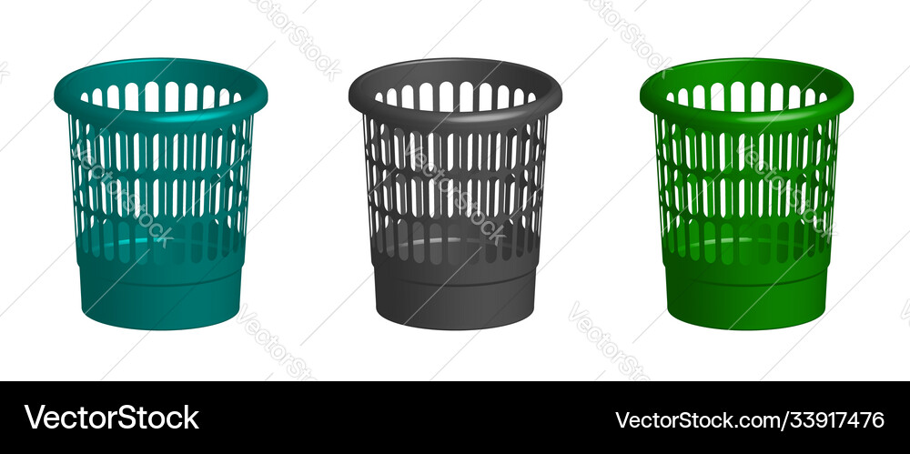 Realistic 3d office waste bins isolated on white Vector Image