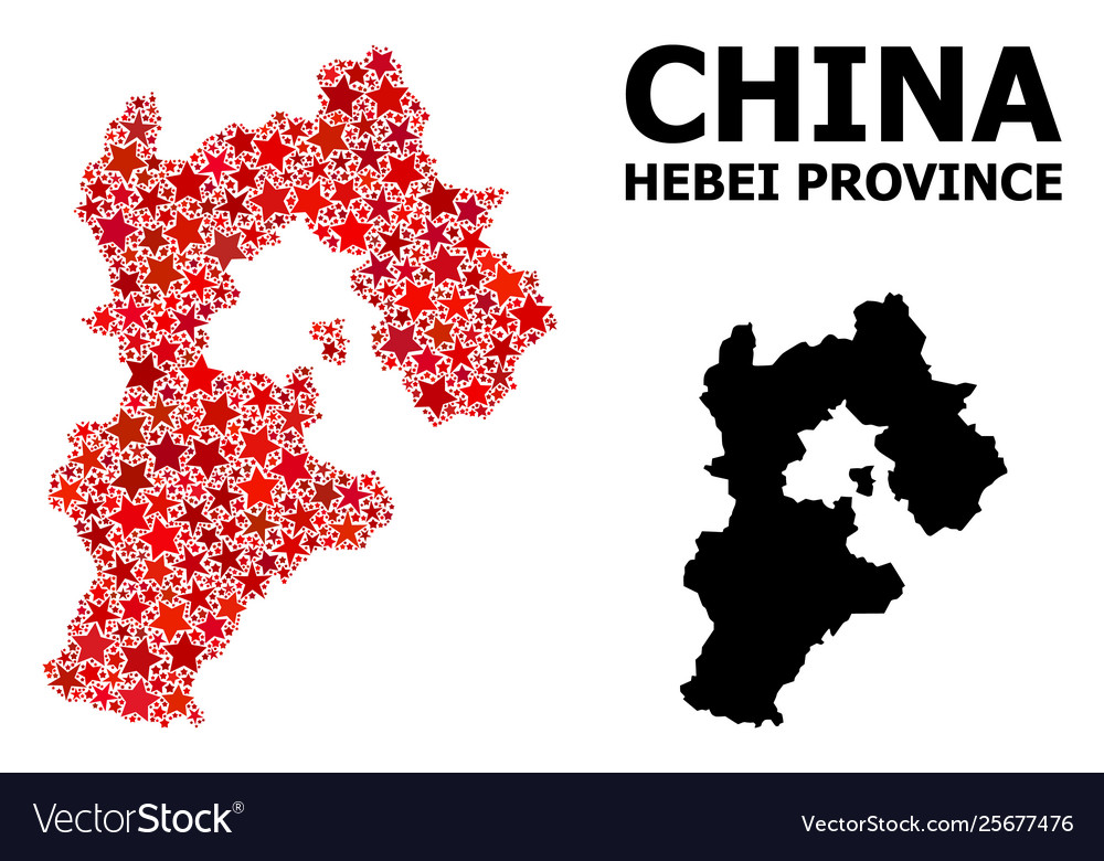 Red starred mosaic map hebei province Royalty Free Vector Red starred mosaic map hebei province Royalty Free Vector