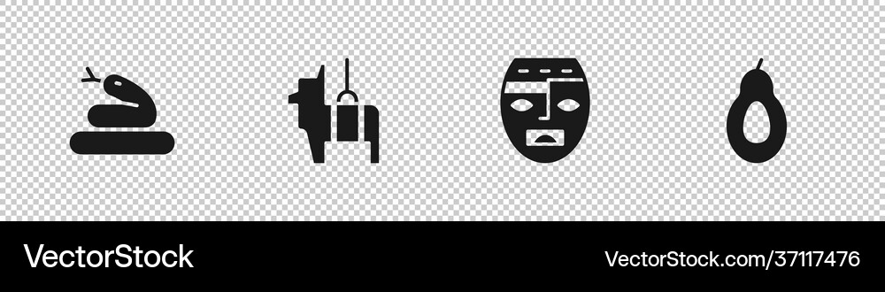 Set snake pinata aztec mask and avocado icon Vector Image