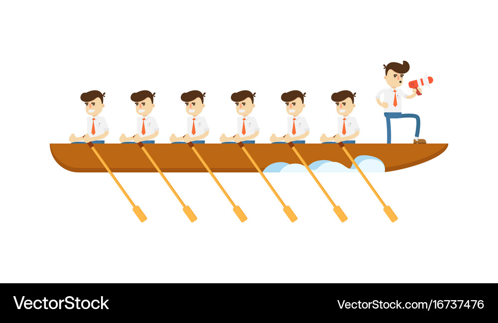 Teamwork concept with businessmen in boat icon Vector Image
