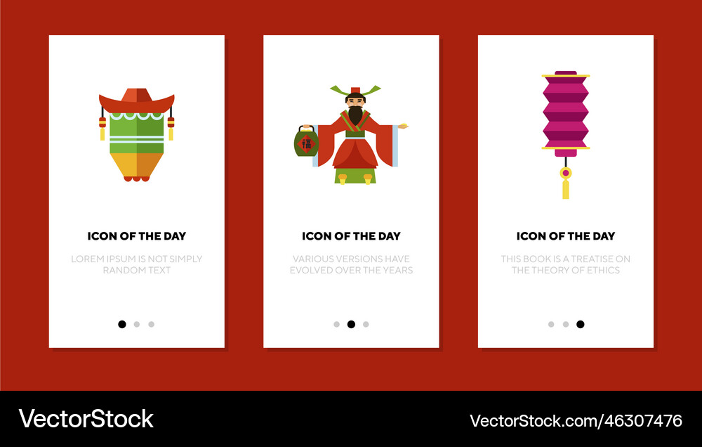 Traditional chinese symbols flat icon set Vector Image