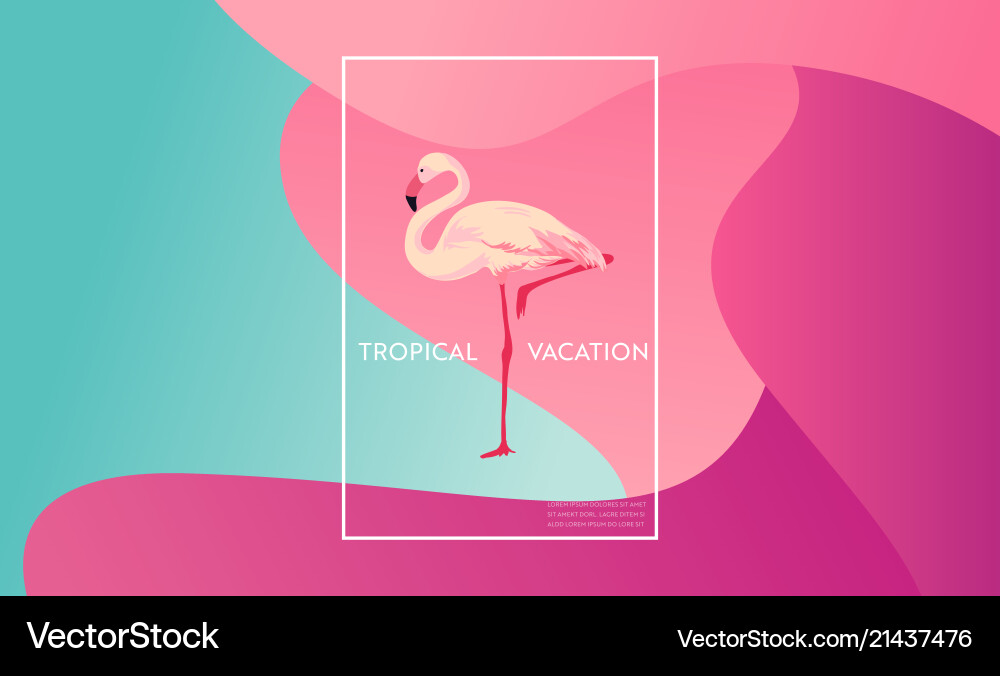 Tropical vacation layout flamingo bird for web Vector Image