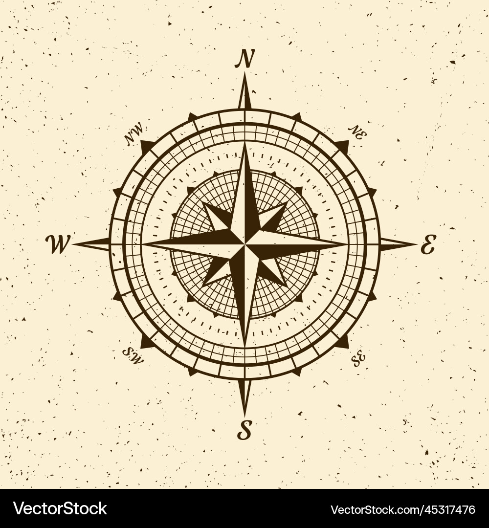 Vintage marine wind rose nautical chart Royalty Free Vector