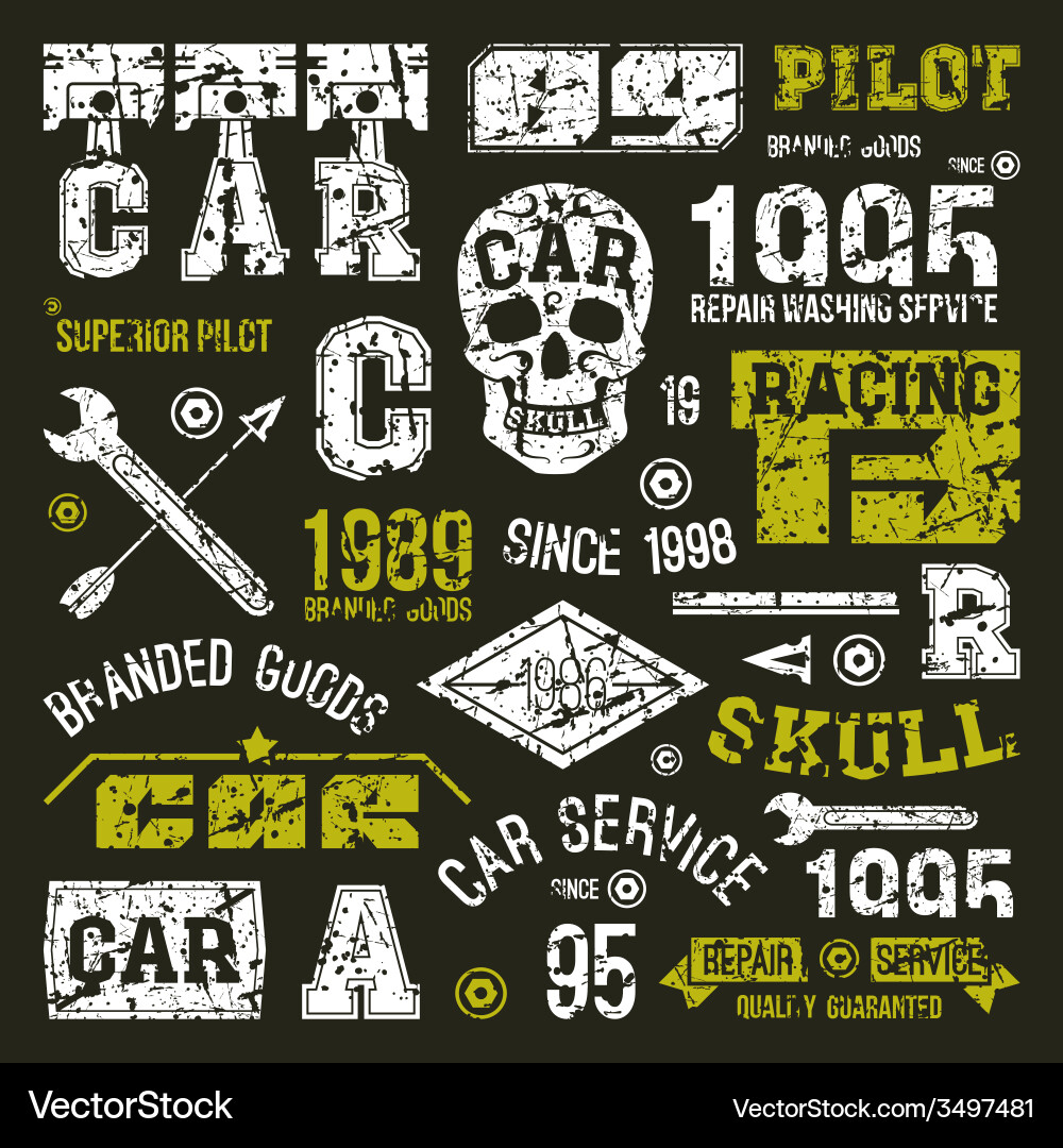 Car races and service badges Royalty Free Vector Image